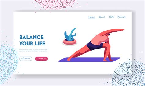 스포츠맨 연습 요가 레슨 운동으로 돌진 하는 남자 삼각형 아사 나 건강 한 라이프 스타일 체육관에서 스포츠 클래스 웹사이트 방문 페이지 웹 페이지 만화 평면 벡터 일러스트