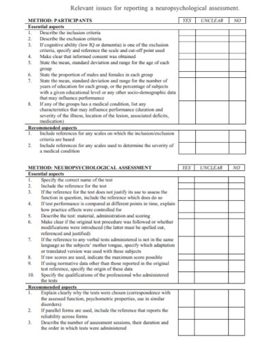 Free 8 Neuropsychological Evaluation Report Samples [ Assessment Test Clinical ]