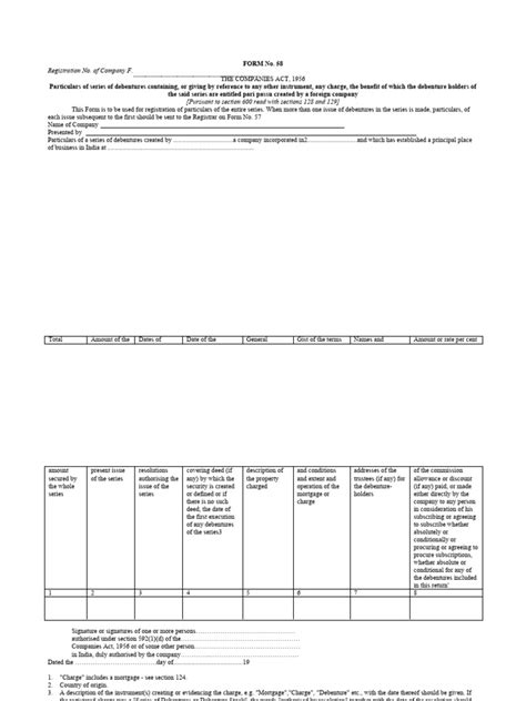 67 Form No 58 Particulars Of Series Of Debentures Containing Or