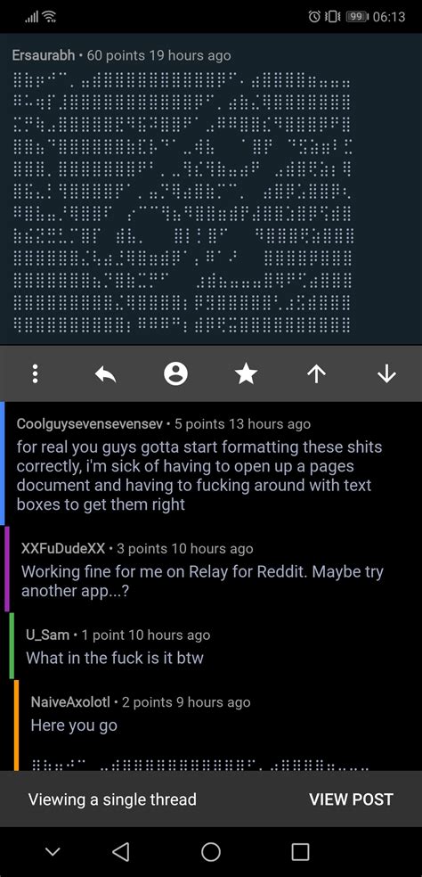 Bug Ascii Art Not Showing Properly In Comment Fields But Shows