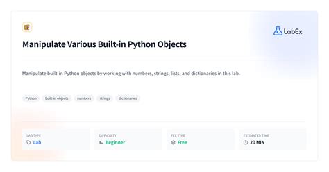 Manipulate Various Built In Python Objects Labex