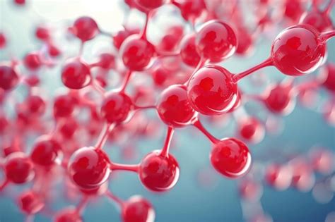 Premium Photo Vibrant Red Molecular Structure Visualization 3d Render Illustration Closeup Of