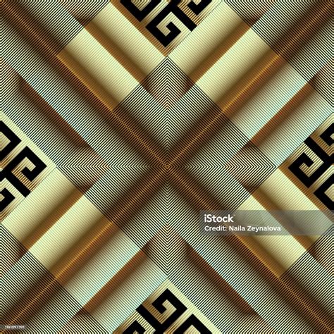 그런 지 질감 골드 3d 그리스어 벡터 완벽 한 패턴입니다 표면 장식 스트라이프 배경입니다 럭셔리 반복 추상적인 배경 기하학적 인 모양 선 줄무늬와 그리스어 키 미 앤 더