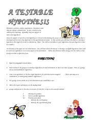 Developing Testable Hypotheses In Science Experiments Course Hero