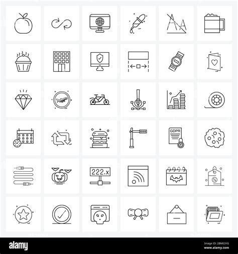 Isolated Symbols Set Of 36 Simple Line Icons Of Beer Type Computer