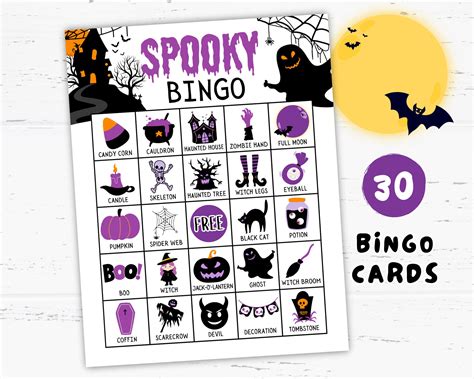 Spooky Bingo Cards Printable Halloween Bingo Game Halloween Theme Games Halloween Activities