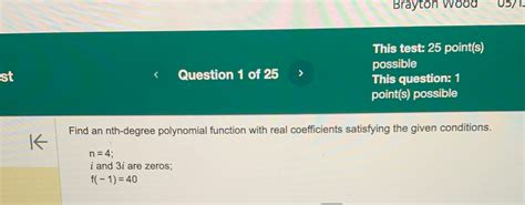 Solved This Test 25 Point S Question 1 Of 25 Possible Chegg Com