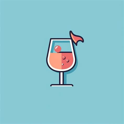 Premium Ai Image Flat Color Drink Glass Logo Vector