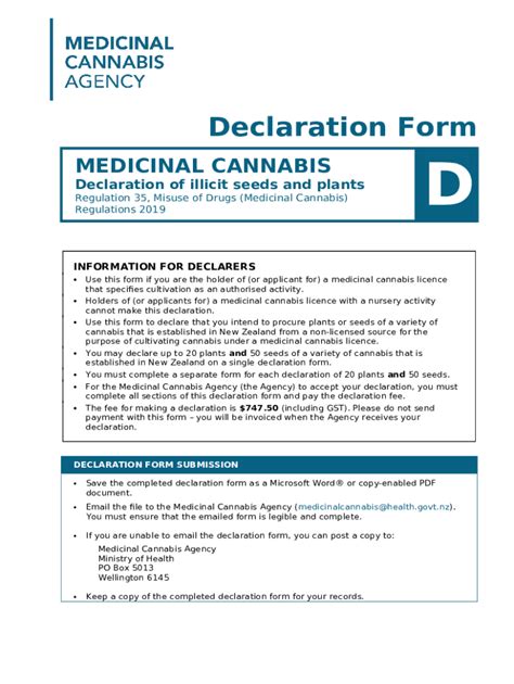 D Declaration Of Illicit Seed And Plants Doc Template Pdffiller