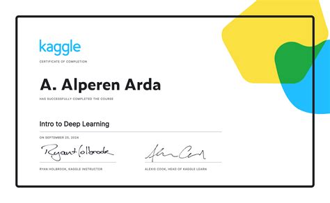 A Alperen Arda Completed The Intro To Deep Learning Course On Kaggle
