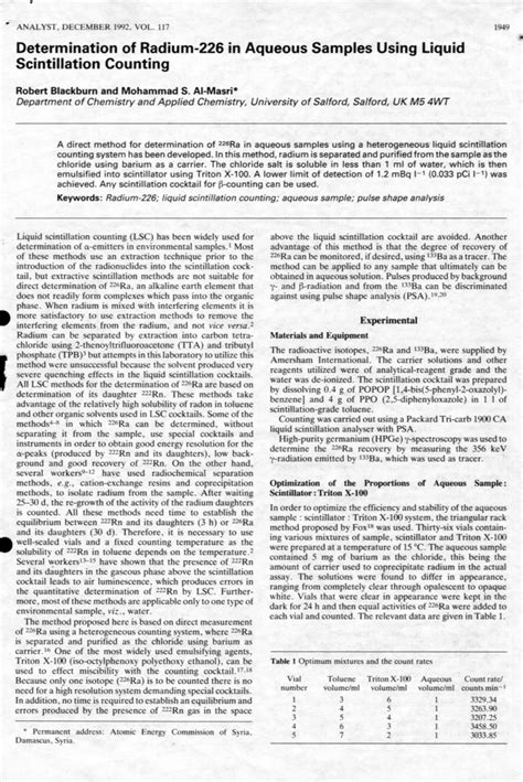 Pdf Determination Of Radium 226 In Aqueous Samples Using Liquid