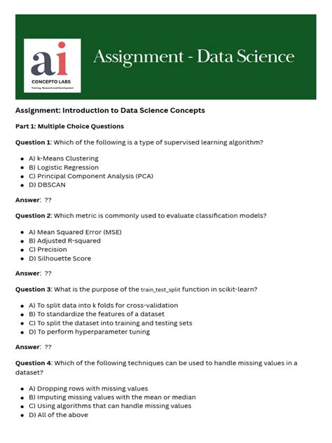 Assignment Data Science Concepts Pdf Cross Validation Statistics
