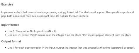 Solved Exercise Implement A Stack That Can Contain Integers