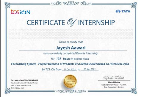 Jayesh Aawari On Linkedin Tcsion Internship Project