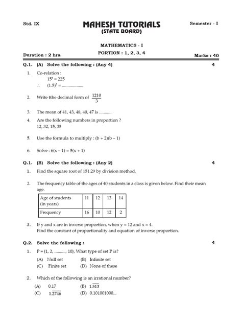 01 Mathematics Part I Pdf Mathematics Algebra