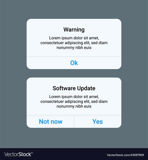Message Box Smartphone Alert Template Ui Mockup Vector Image