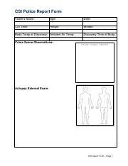 Csi Report Form Template 1 Pdf CSI Police Report Form Victim S Name Age Date CSI Tech