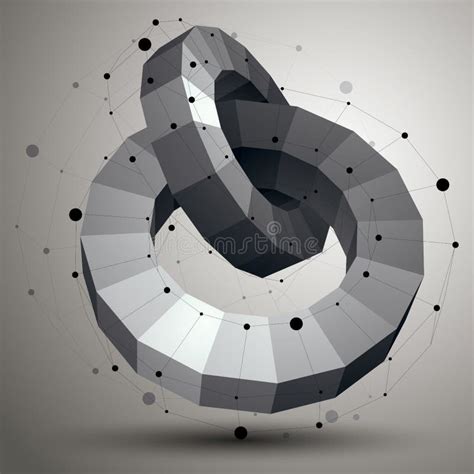 Abstract 3d Structure Polygonal Vector Network Object Grayscale Art