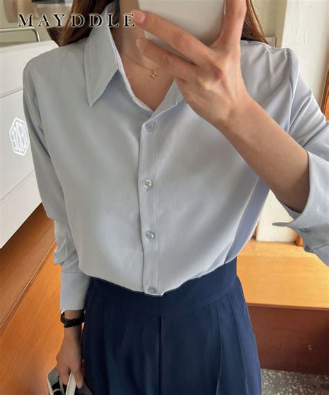 포스티 스판굿 올데이 링클프리 스판셔츠free Xl 구김없는 텐션 기본 베이직 힙커버 주름없는 빅사이즈 루즈핏 긴팔 셔츠블라우스 봄코디 출근룩 직장인룩