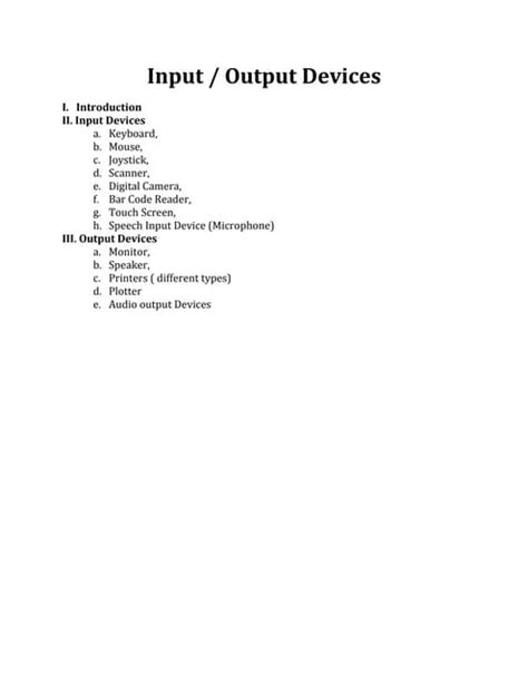 Assignment On Input And Output Devices Docx