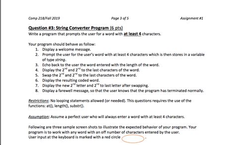 Solved Comp 218fall 2019 Page 3 Of 5 Assignment 1 Question