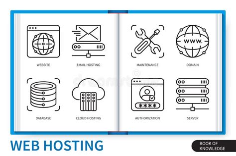 Web Hosting Infographics Linear Icons Collection Stock Illustration Illustration Of Cloud