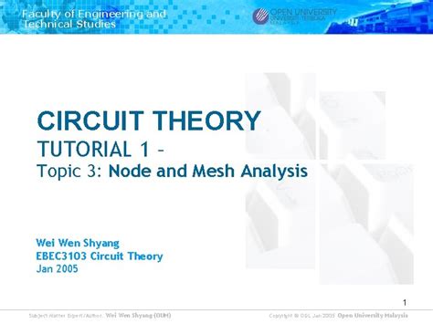 Faculty Of Engineering And Technical Studies Circuit Theory