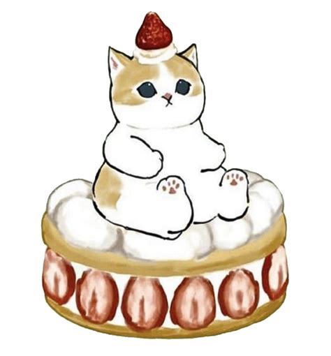 Mofusand Strawberry Cake Cat Sticker For Sale By Penny555 Kitten