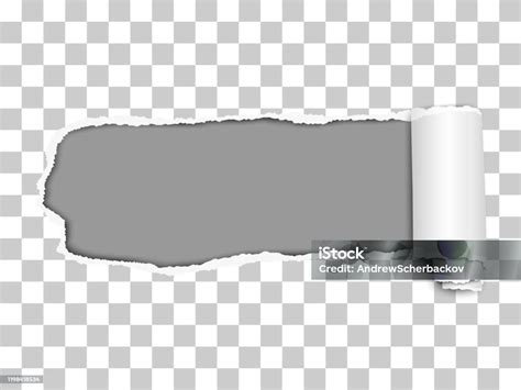구멍에 부드러운 그림자 종이 컬과 회색 배경투명 한 종이에 왼쪽에서 오른쪽으로 길게 찢어진 구멍 벡터 그림입니다 0명에 대한 스톡 벡터 아트 및 기타 이미지 Istock