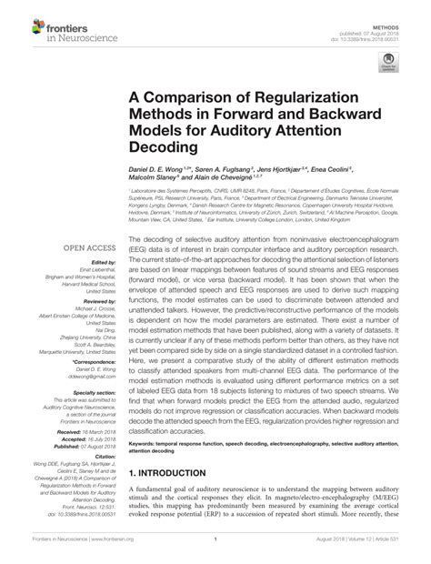 Pdf A Comparison Of Regularization Methods In Forward And Backward