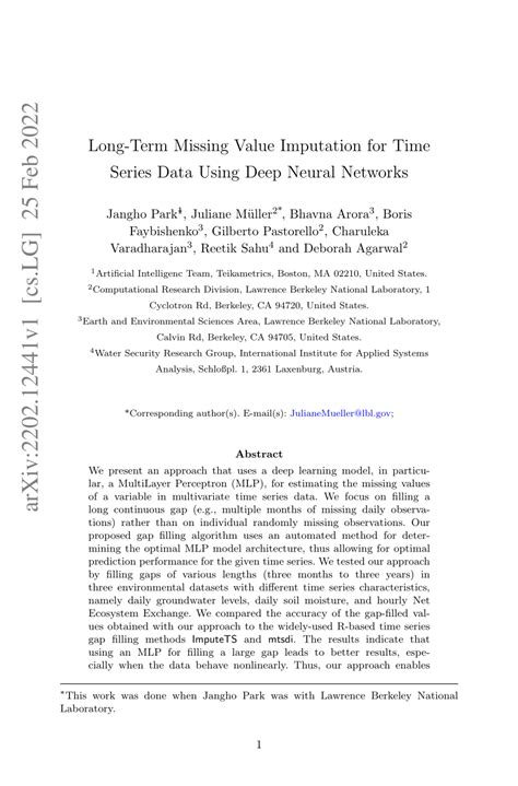 Pdf Long Term Missing Value Imputation For Time Series Data Using Deep Neural Networks