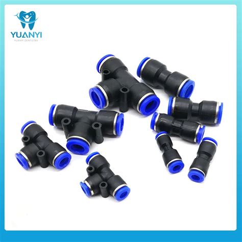 공압 스트레이트 유니온 커넥터 퀵 커넥터 T형 티 에어 워터 튜브 에어 파이프 조인트 피팅 플라스틱 1 개치과 실험실정비공 Aquipment 및 소모품