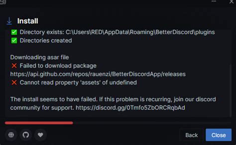 Impossible De Finaliser L Installation BD Issue BetterDiscord Installer GitHub