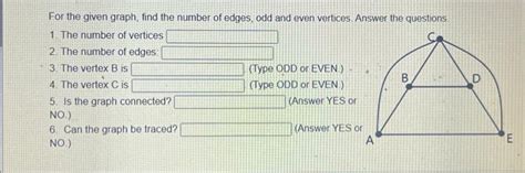 solved for the given graph find the number of edges odd