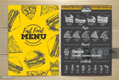 Desain Menu Makanan Cepat Saji Vintage Sketsa Sandwich Ilustrasi Stok Unduh Gambar Sekarang