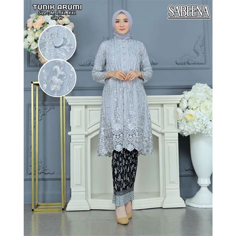 Jual COD Setelan Kebaya Tunik Brukat Busui Kancing Depan Baju Kebaya Modern Kebaya Pesta