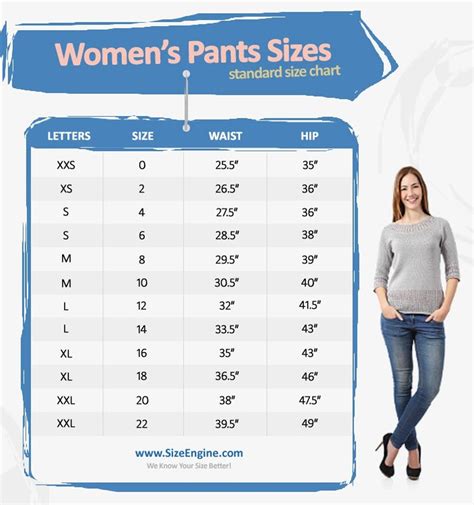 Female Pants Size Chart