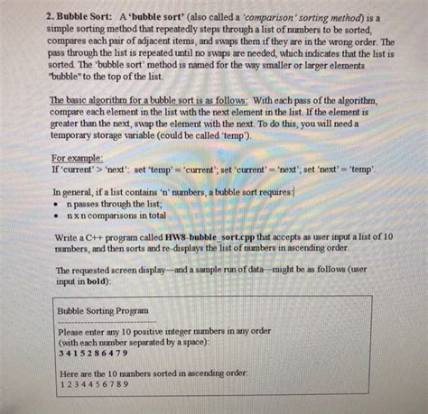 Solved Bubble Sort A Bubble Sort Also Called A Chegg