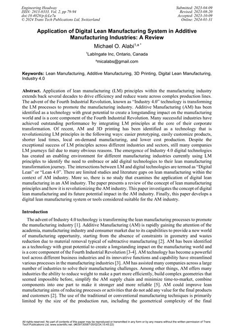 Pdf Application Of Digital Lean Manufacturing System In Additive