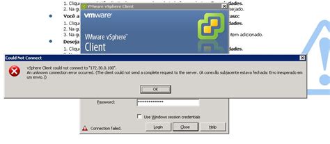 Vmware Esxi An Unknown Connection Error Occurredthe Client Could Send A Complete Request To