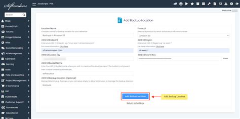 Add Backup Location Amazon S3
