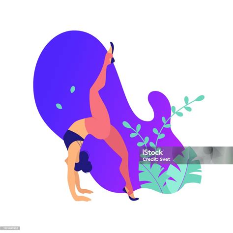 여성 활동 스포츠 일러스트 현대 그라데이션 플랫 스타일입니다 건강하고 웰빙 라이프 스타일 스포츠 피트니스 요가 운동을하는 슬림