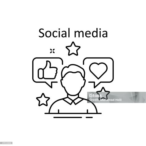 소셜 미디어 전문가 라인 아이콘입니다 미디어 영향 표시 소셜 블로거 기호입니다 웹 및 모바일 앱용 그림입니다 선 스타일은 사람 아이콘에 영향을 줍니다 편집 가능한 스트로크