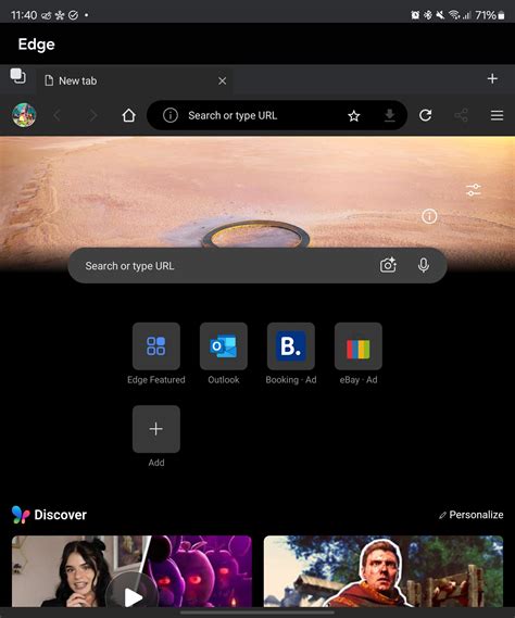 Edge Android App Defaulting To Work Account And Also Showing Ugly Bar