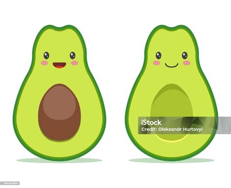 귀여운 귀 엽 다 아보카도 커플 웃는 얼굴로 얼굴 캐릭터를 만화 음식 개념 인사말 카드 우편 카드 전단지 인쇄 배지 배너 스티커 및 포스터에 대 한 템플릿 디자인입니다