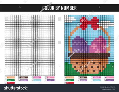 Pixel Art Color By Number Coloring Stock Vector Royalty Free