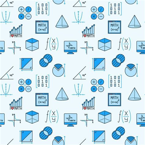 Mathematics Blue Seamless Pattern Science Vector Creative Background