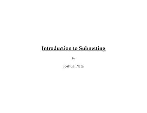 Introduction To Subnetting Pdf The Cisco Learning Network
