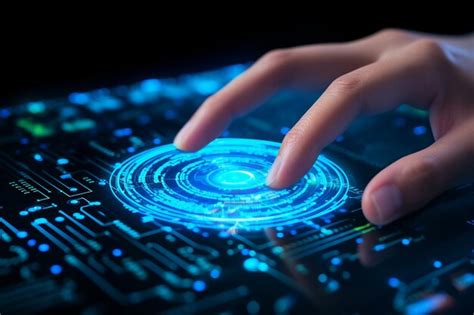 Premium Photo Close Up Of A Persons Hand Scanning A Retina For Biometric Authentication