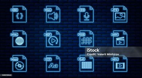 Set Line Mp4 File Document Mov Ogg  Html Css Png And Wma Icon Vector